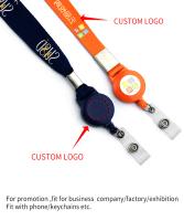 China Custom Polyester Lanyard with Retractable ID Card Holder - Letterpress Logo for sale