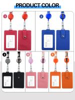 China Safe Credit Card Holder Customized Size Fashionable Pu Leather Material Id Card Holder Badge Reel Lanyard for sale