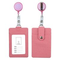 China Badge Holder PU Leather Custom Logo Lanyard Retractable Badge Reel Id Card Holder Innovative Business Ideas for sale