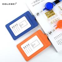 China Badge Holder PU Leather Custom Logo Lanyard Retractable Badge Reel Id Card Holder Innovative Business Ideas for sale