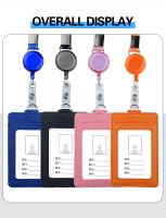 China Badge Holder PU Leather Custom Logo Lanyard Retractable Badge Reel Id Card Holder Innovative Business Ideas for sale