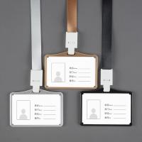 China Letter Logo Durable Aluminum Alloy Metal Id Card Holder Badge Clear Transparent Both Sides One Clip Lanyard Promotion Gift for sale