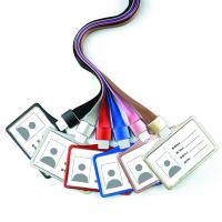 China Letter Aluminium vertical Id Card Holder Lanyard Badge Exhibition Personnel Badge for sale