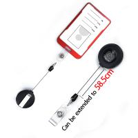 China Metal Vertical ID Card Holder Lanyard Laser Printing Retractable Badge Reel Protector for sale