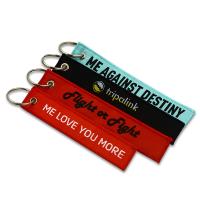 China Personalized Fabric Paracord Keychain Lanyard Key Tag Embroidery Eco Friendly for sale
