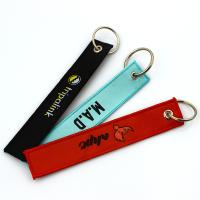 China Personalized Fabric Paracord Keychain Lanyard Key Tag Embroidery Eco Friendly for sale