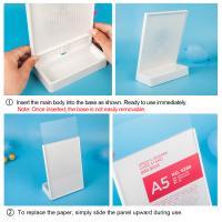 China Double Sided Plastic Acrylic Business Card Holders A5 Leaflet T Shape for sale