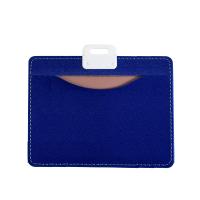 China Custom Logo PU Leather Badge Holder – Dual Card Slot, POM Patent Hanger, Office & Bank for sale