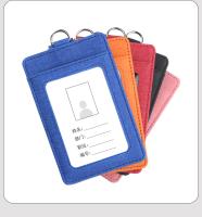 China Safe Credit Card Holder Customized Size Fashionable Pu Leather Material Id Card Holder Badge Reel Lanyard for sale