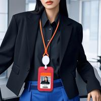 China Eco Friendly Retractable Leather Card Holder Featuring Fashionable Badge Holder ID Lanyard Ideal Business Giveaways for sale