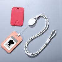China Eco Friendly Retractable Leather Card Holder Featuring Fashionable Badge Holder ID Lanyard Ideal Business Giveaways for sale