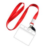 China Safe Credit Card Holder Durable Waterproof PVC Card ID Badge Holder Letter Pattern Featuring Breakaway Lanyard for Ladies for sale