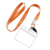China Safe Credit Card Holder Durable Waterproof PVC Card ID Badge Holder Letter Pattern Featuring Breakaway Lanyard for Ladies for sale