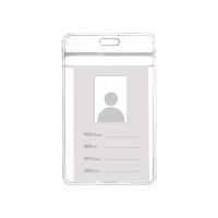 China 70x113mm Transparent PVC Vertical Waterproof ID Card Holder Compatible with Office School for sale