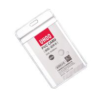 China 70x113mm Transparent PVC Vertical Waterproof ID Card Holder Compatible with Office School for sale