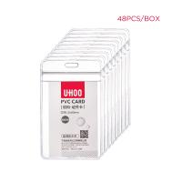 China 70x113mm Transparent PVC Vertical Waterproof ID Card Holder Compatible with Office School for sale