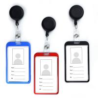 China Metal Vertical ID Card Holder Lanyard Laser Printing Retractable Badge Reel Protector for sale