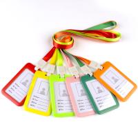 China Fashion Style Business Card Customized Candy Color Id Card Protector Abs Plastic Uv Print Badge Holder Lanyard Logo Item for sale