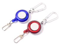 China Key Card Retractable ID Badge Holder Carabiner Keychain With Mountaineering Buckle for sale