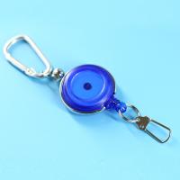 China Key Card Retractable ID Badge Holder Carabiner Keychain With Mountaineering Buckle for sale