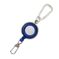 China Key Card Retractable ID Badge Holder Carabiner Keychain With Mountaineering Buckle for sale