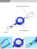 China Key Card Retractable ID Badge Holder Carabiner Keychain With Mountaineering Buckle for sale