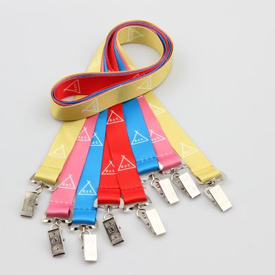 China Custom Polyester Badge Holder Lanyard – Double End Clip with Two Metal Hooks for sale
