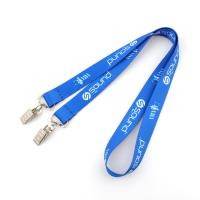 China Custom Polyester Badge Holder Lanyard – Double End Clip with Two Metal Hooks for sale