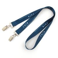 China Custom Polyester Badge Holder Lanyard – Double End Clip with Two Metal Hooks for sale
