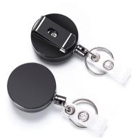 China Retractable Stainless Steel Nurse Badge Reel Clip Key Chain Letterpress Printing for sale