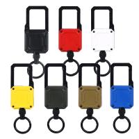 China Heavy Duty Retractable Card Holder Key Ring Stainless Steel Carabiner For Cars Motorcycles for sale