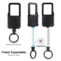 China Heavy Duty Retractable Card Holder Key Ring Stainless Steel Carabiner For Cars Motorcycles for sale