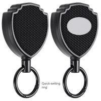China Portable Retractable Id Card Holder Badge Reels PVC Plastic Keychain Belt Clip Custom for sale