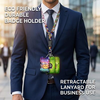 China Casual Halloween Work Identity Badge Holder with Printed Logo and Lanyard Festival Auto Industry Specific ID Card Holder for sale