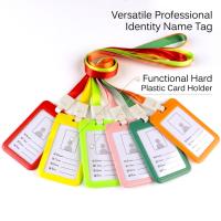 China Fashion Style Business Card Customized Candy Color Id Card Protector Abs Plastic Uv Print Badge Holder Lanyard Logo Item for sale