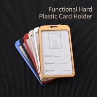 China Letter Logo Durable Aluminum Alloy Metal Id Card Holder Badge Clear Transparent Both Sides One Clip Lanyard Promotion Gift for sale