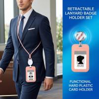 China Eco Friendly Retractable Leather Card Holder Featuring Fashionable Badge Holder ID Lanyard Ideal Business Giveaways for sale