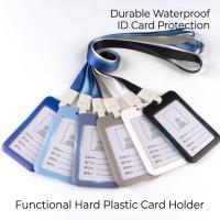 China Fashion Style Business Card Customized Candy Color Id Card Protector Abs Plastic Uv Print Badge Holder Lanyard Logo Item for sale