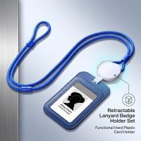 China Eco Friendly Retractable Leather Card Holder Featuring Fashionable Badge Holder ID Lanyard Ideal Business Giveaways for sale