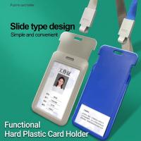 China Fashion Style Business Card Customized Candy Color Id Card Protector Abs Plastic Uv Print Badge Holder Lanyard Logo Item for sale