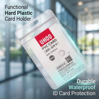 China 70x113mm Transparent PVC Vertical Waterproof ID Card Holder Compatible with Office School for sale