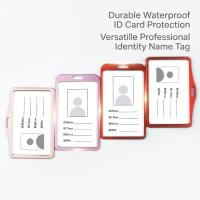 China Letter Logo Durable Aluminum Alloy Metal Id Card Holder Badge Clear Transparent Both Sides One Clip Lanyard Promotion Gift for sale