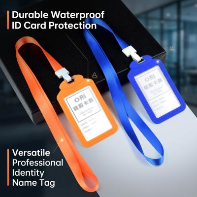 China Business Id Plastic Badge Holders Protector Lanyard Silicone High Transparent for sale