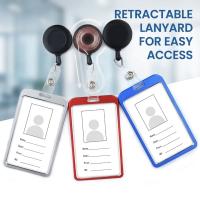 China Metal Vertical ID Card Holder Lanyard Laser Printing Retractable Badge Reel Protector for sale