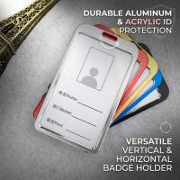 China Letter Aluminium vertical Id Card Holder Lanyard Badge Exhibition Personnel Badge for sale