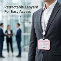 China Office Plastic ID Card Holder Lanyard Badge Uhoo 6061 Macaron Color Retractable for sale