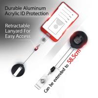 China Metal Vertical ID Card Holder Lanyard Laser Printing Retractable Badge Reel Protector for sale