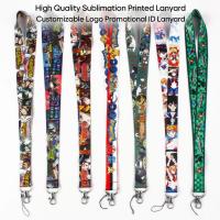 China Nylon Christmas Anime Identity Card Lanyard Custom Sublimation Printed For Staff Id for sale