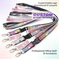 China Waterproof Bulk Gold Silver Glitter Lanyard String ID Badge Credential Holder for sale