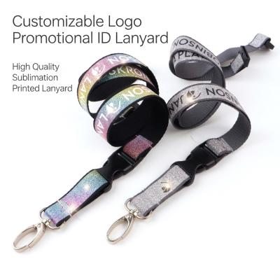 China Waterproof Bulk Gold Silver Glitter Lanyard String ID Badge Credential Holder for sale
